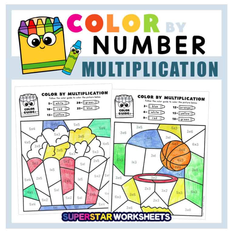 Multiplication Color By Number - Superstar Worksheets