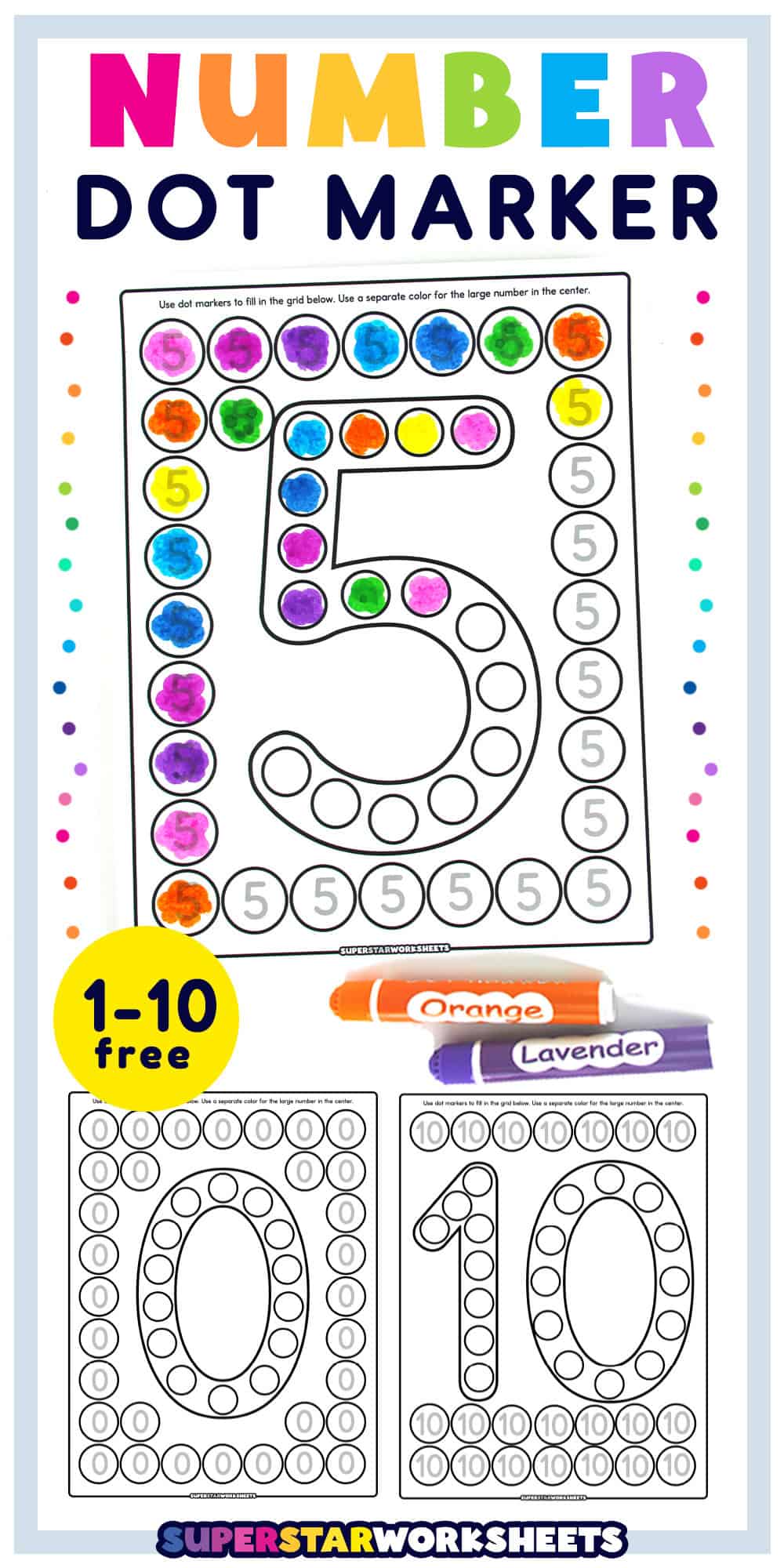 Number Dot Marker Printables - Superstar Worksheets