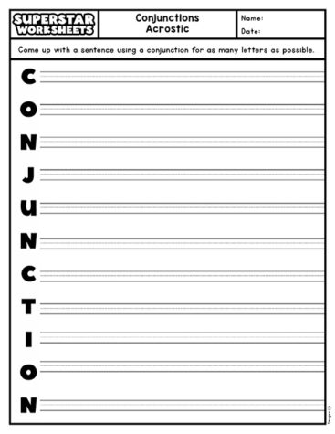 Conjunctions Worksheets - Superstar Worksheets