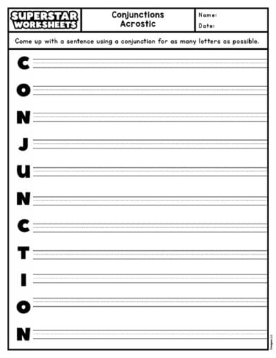 Conjunctions Worksheets - Superstar Worksheets