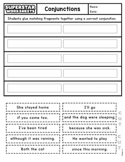 Conjunctions Worksheets - Superstar Worksheets