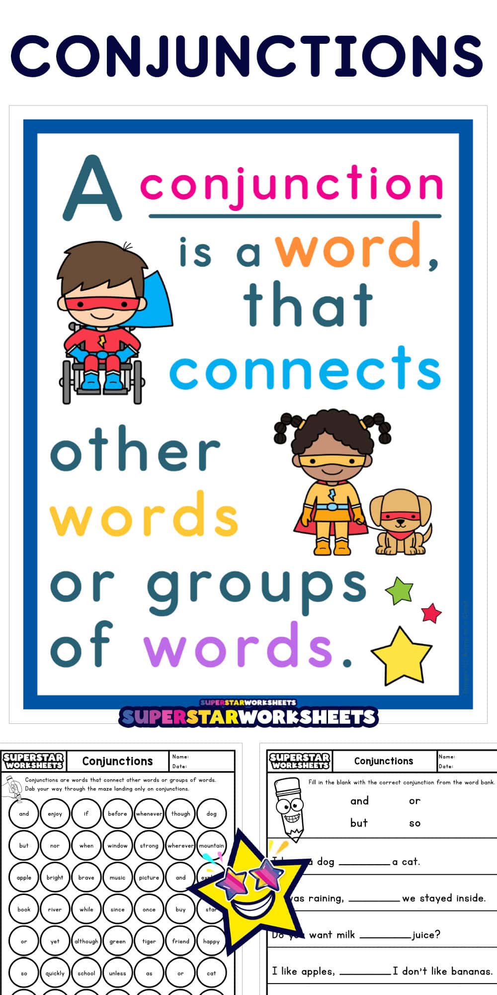 Conjunctions Worksheets - Superstar Worksheets