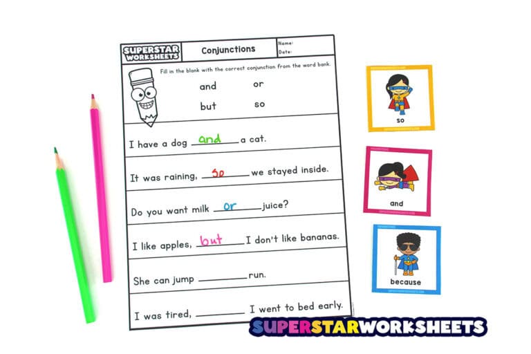 Conjunctions Worksheets - Superstar Worksheets