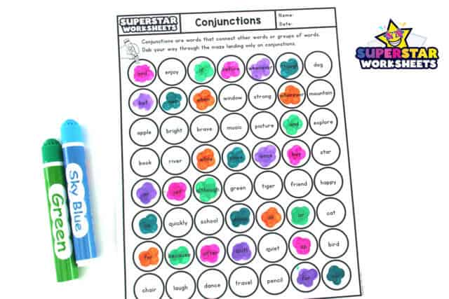Conjunctions Worksheets - Superstar Worksheets