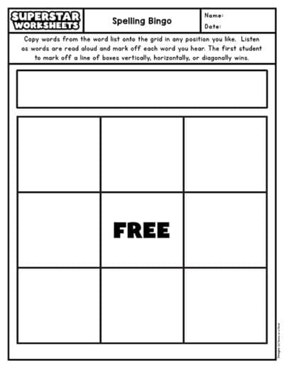 Spelling Worksheet Generator - Superstar Worksheets