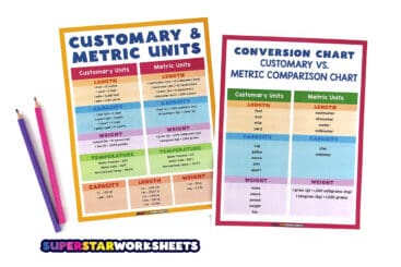 Math Conversion Charts - Superstar Worksheets