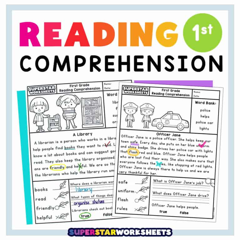 First Grade Reading Comprehension - Superstar Worksheets