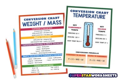 Math Conversion Charts - Superstar Worksheets