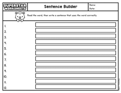 Spelling Worksheet Generator - Superstar Worksheets