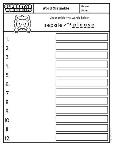 Spelling Worksheet Generator - Superstar Worksheets