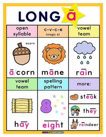 Long A Words - Superstar Worksheets