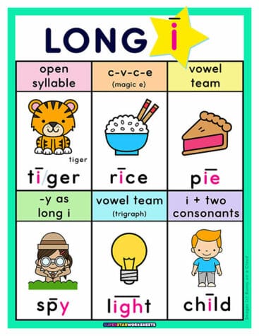 Long I Words - Superstar Worksheets