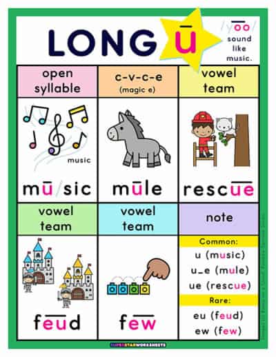 Long U Words - Superstar Worksheets