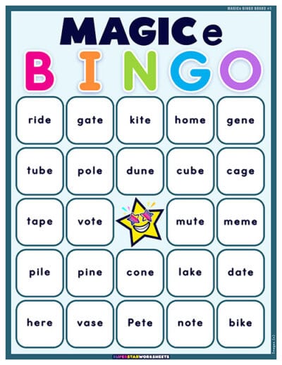 Magic e Words - Superstar Worksheets