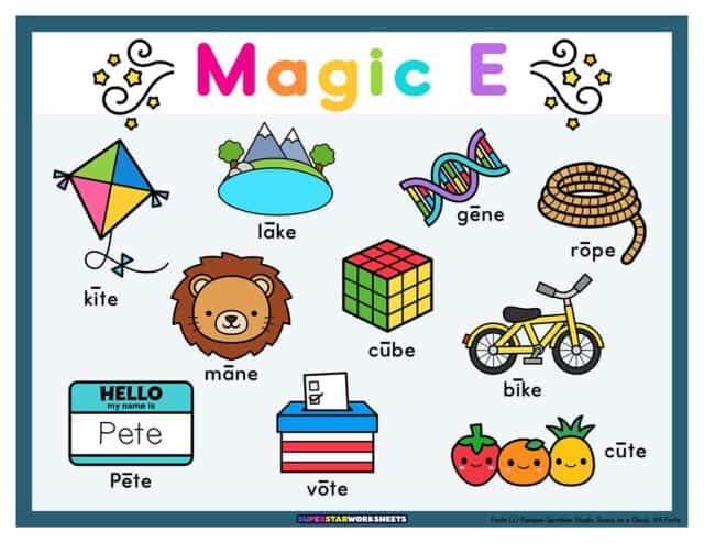 Magic e Words - Superstar Worksheets