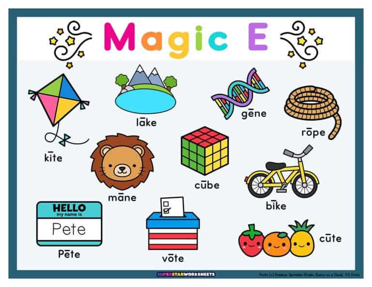 Magic e Words - Superstar Worksheets