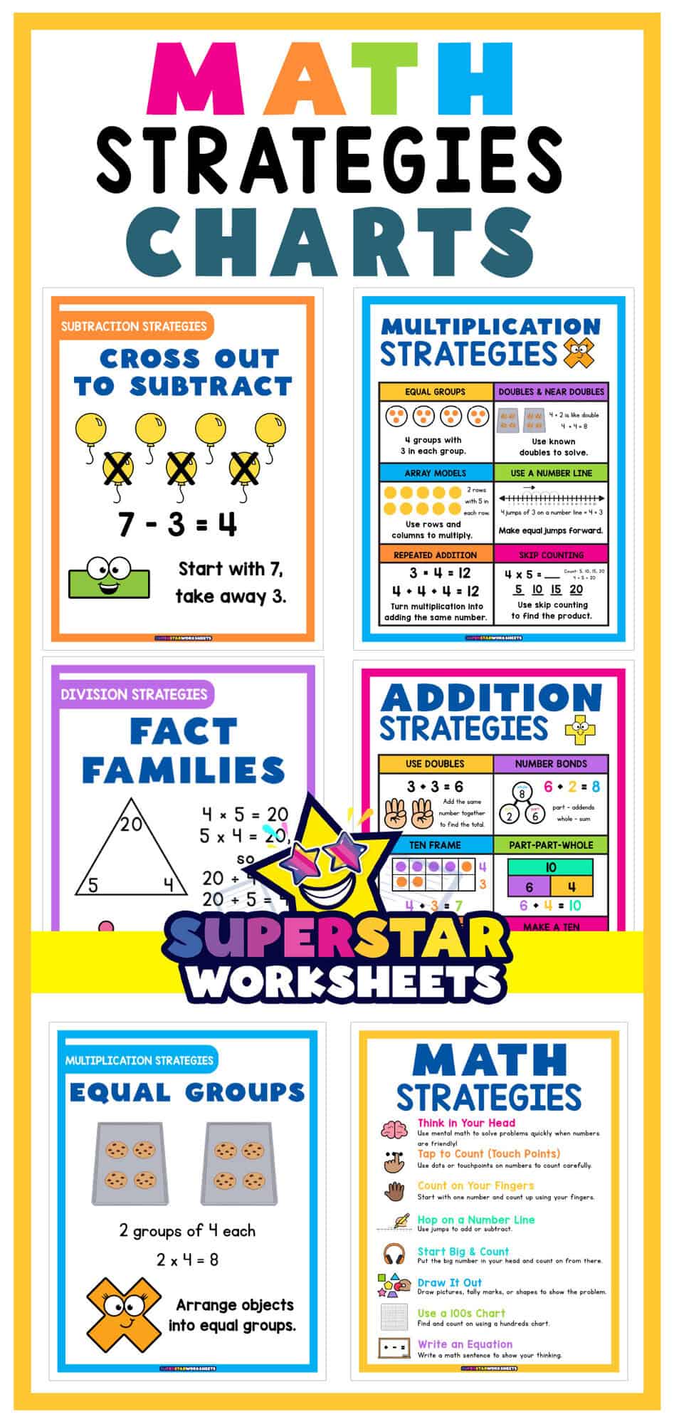 Math Strategies Charts - Superstar Worksheets
