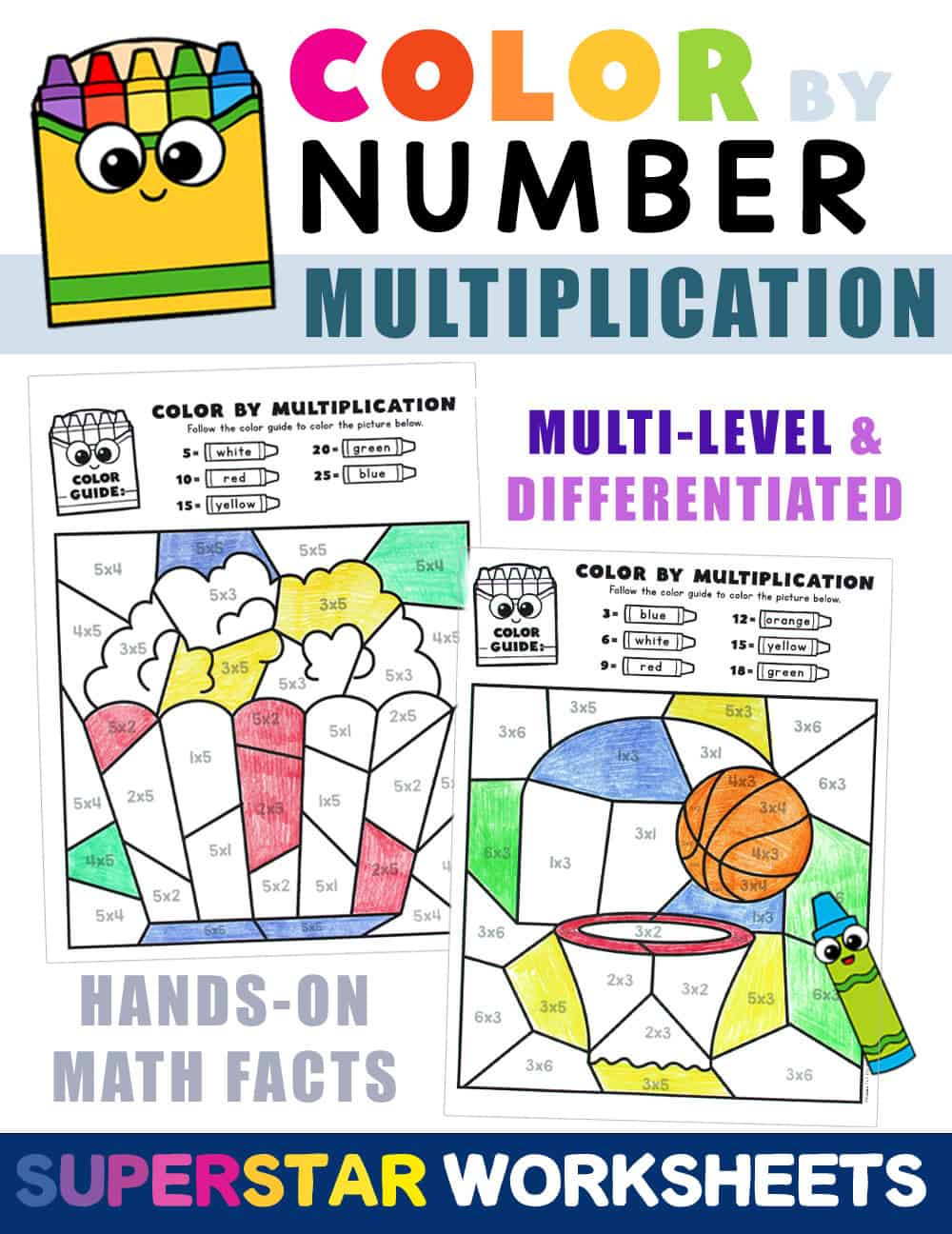 Multiplication Color By Number - Superstar Worksheets