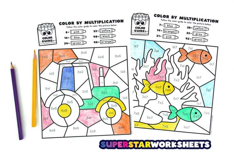 Multiplication Color By Number - Superstar Worksheets