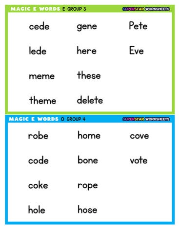 Magic e Words - Superstar Worksheets