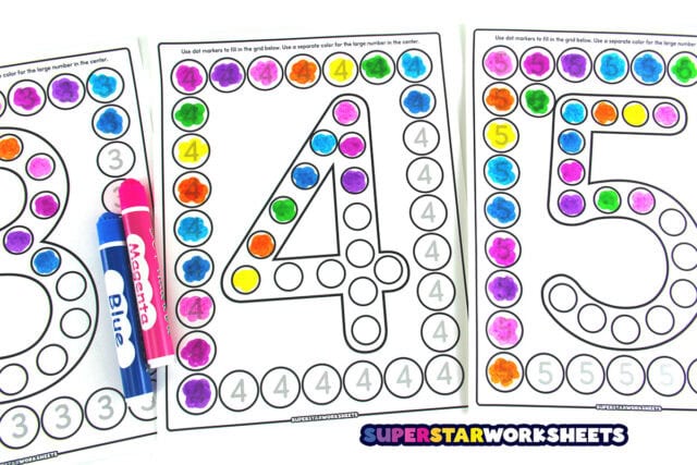 Number Dot Marker Printables - Superstar Worksheets