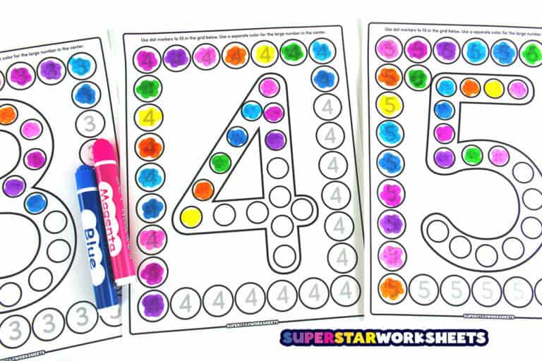 Number Dot Marker Printables - Superstar Worksheets
