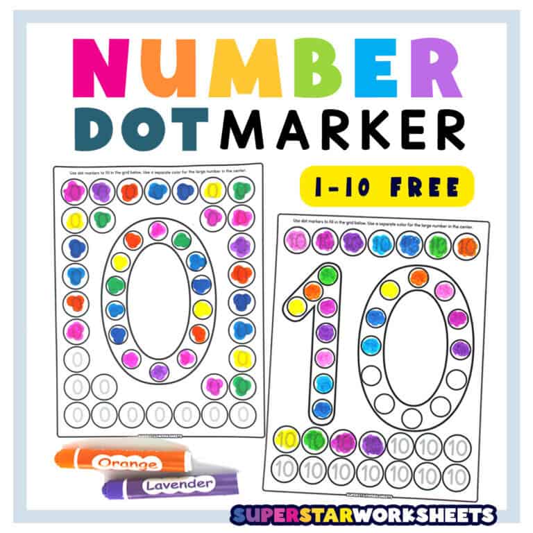 Number Dot Marker Printables - Superstar Worksheets