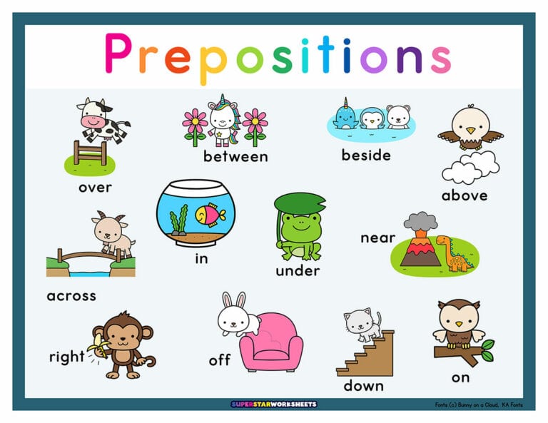 Prepositions Worksheets - Superstar Worksheets