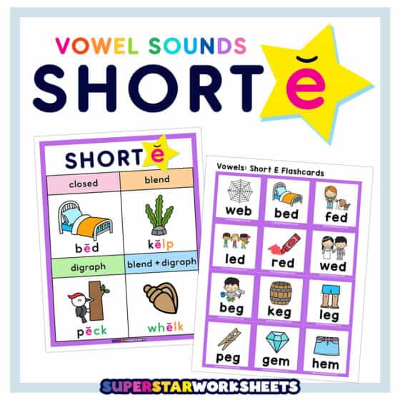Short E Words - Superstar Worksheets
