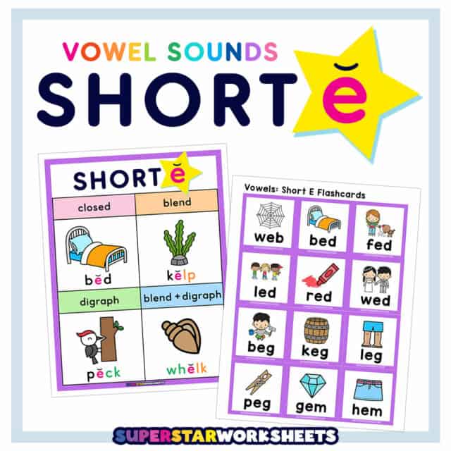 Short E Words - Superstar Worksheets