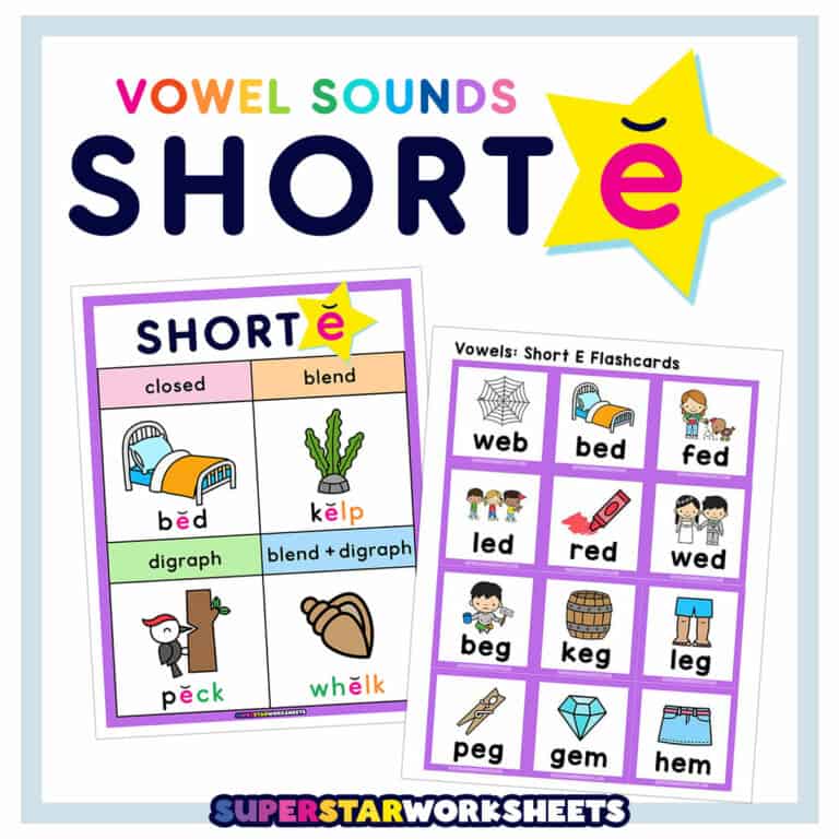 Short E Words - Superstar Worksheets