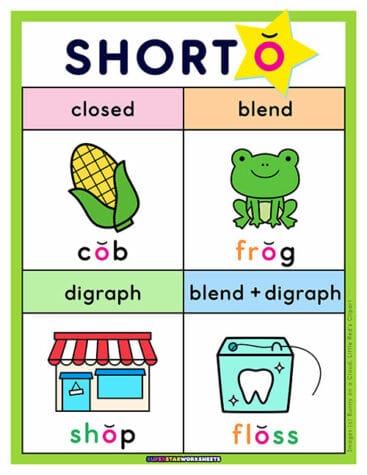 Short O Words - Superstar Worksheets