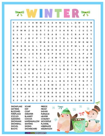 Winter Word Search - Superstar Worksheets