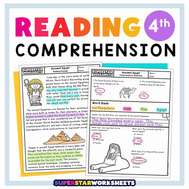 Fourth Grade Reading Comprehension - Superstar Worksheets