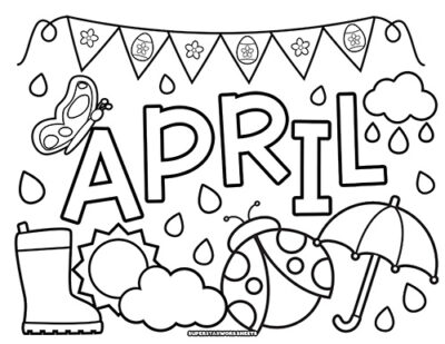 April Coloring Pages (Free Printables) - Superstar Worksheets