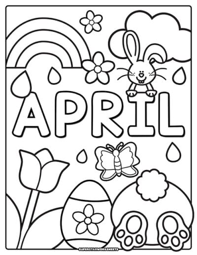 April Coloring Pages (Free Printables) - Superstar Worksheets