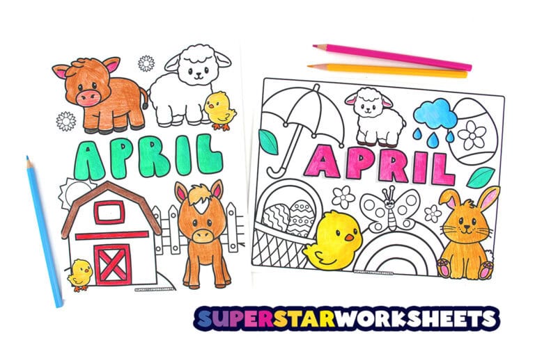 April Coloring Pages (Free Printables) - Superstar Worksheets