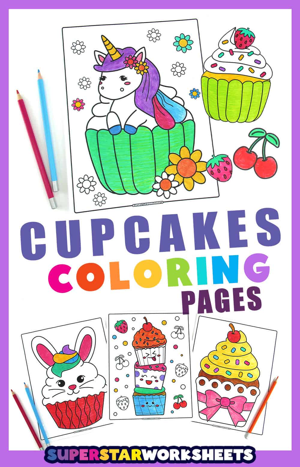 Cupcake Coloring Pages (Free Printables) - Superstar Worksheets