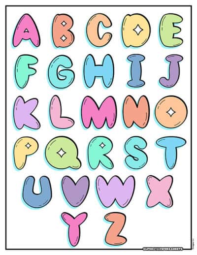 Bubble Letters - Superstar Worksheets