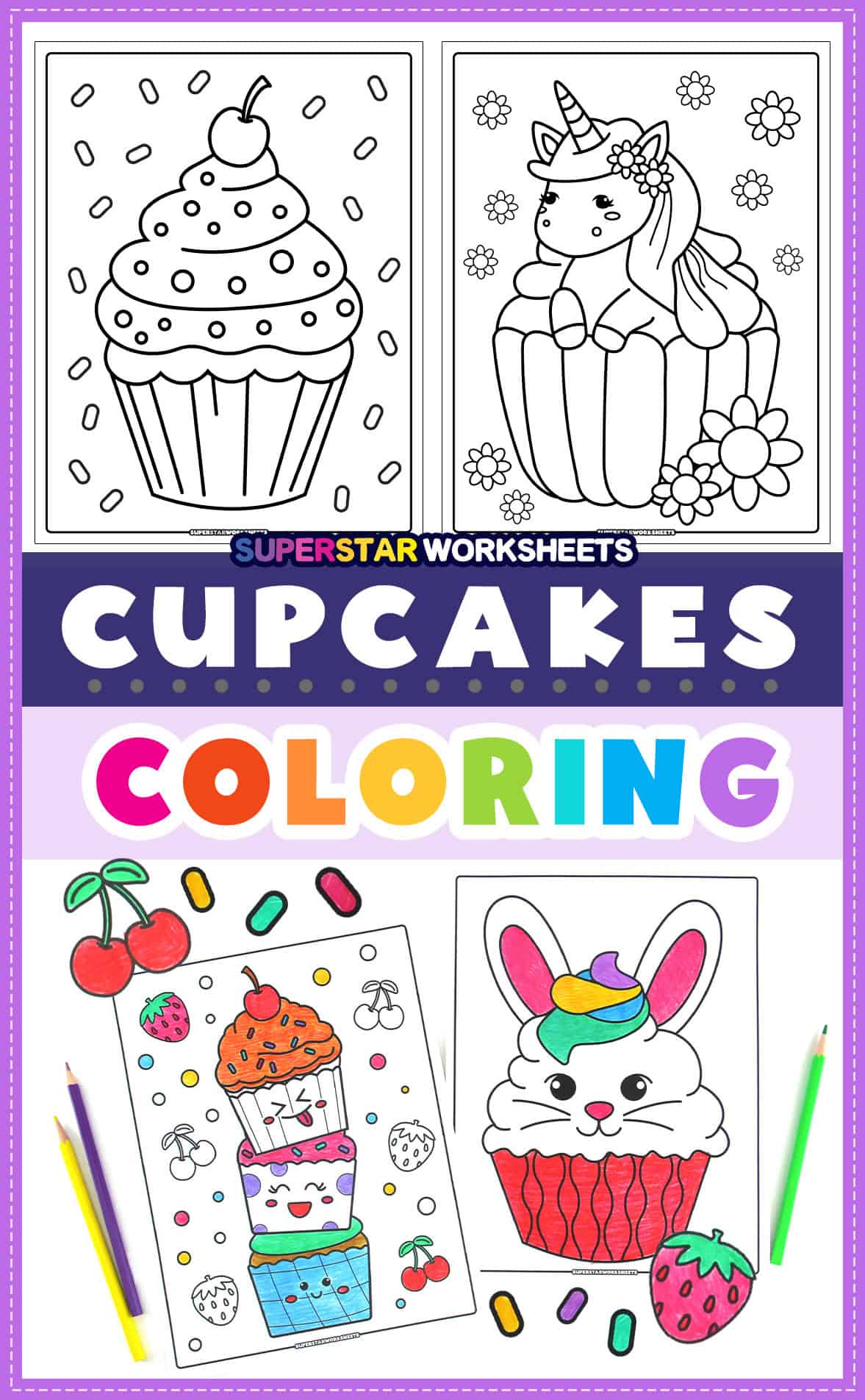 Cupcake Coloring Pages (Free Printables) - Superstar Worksheets