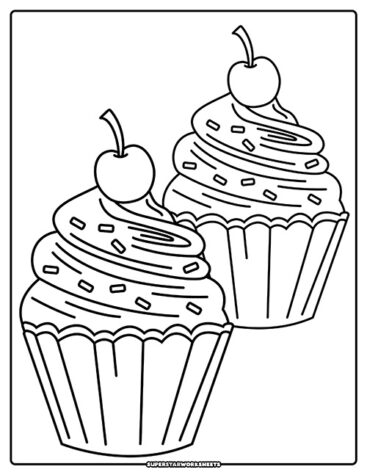 Cupcake Coloring Pages (Free Printables) - Superstar Worksheets