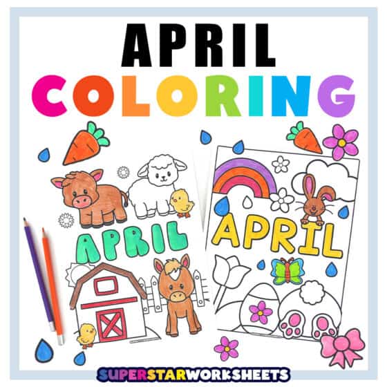 April Coloring Pages (Free Printables) - Superstar Worksheets