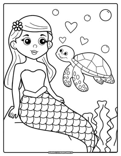 Mermaid Coloring Pages (Free Printables) - Superstar Worksheets