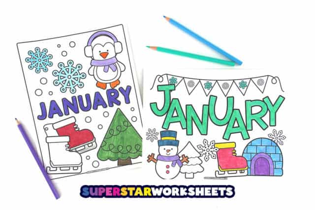 January Coloring Pages (Free Printables) - Superstar Worksheets