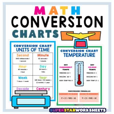 Math Conversion Charts - Superstar Worksheets