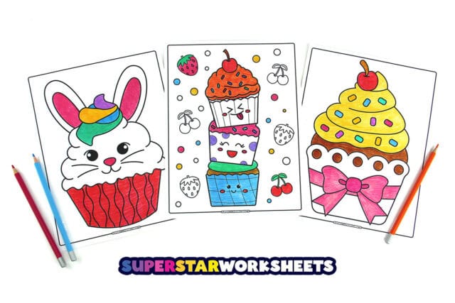 Cupcake Coloring Pages (Free Printables) - Superstar Worksheets