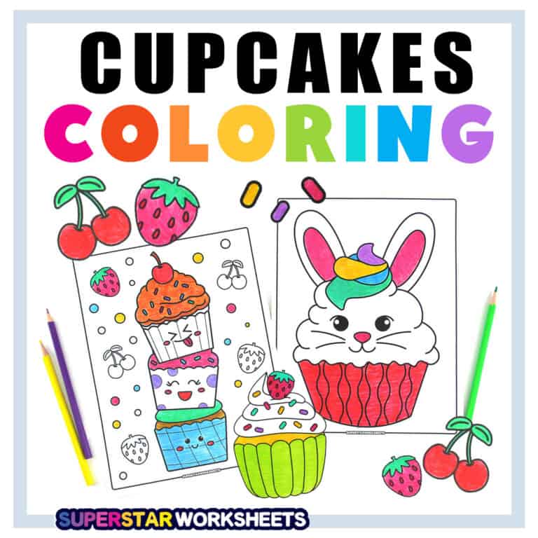 Cupcake Coloring Pages (Free Printables) - Superstar Worksheets