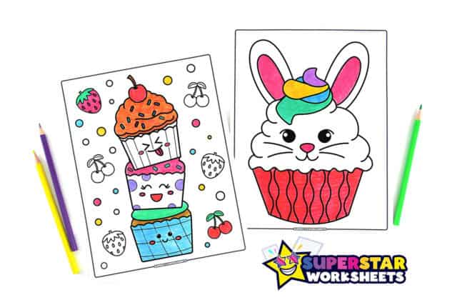 Cupcake Coloring Pages (Free Printables) - Superstar Worksheets