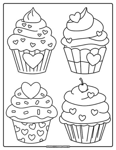 Cupcake Coloring Pages (Free Printables) - Superstar Worksheets