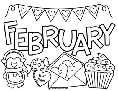 February Coloring Pages (Free Printables) - Superstar Worksheets